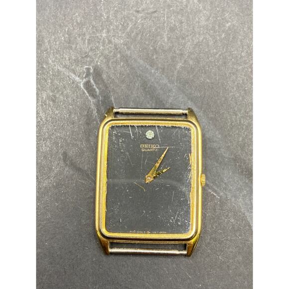 Seiko | Accessories | Vintage Seiko Quartz Watch 5y35059 Gold Tone Tank Black Dial No Band ...